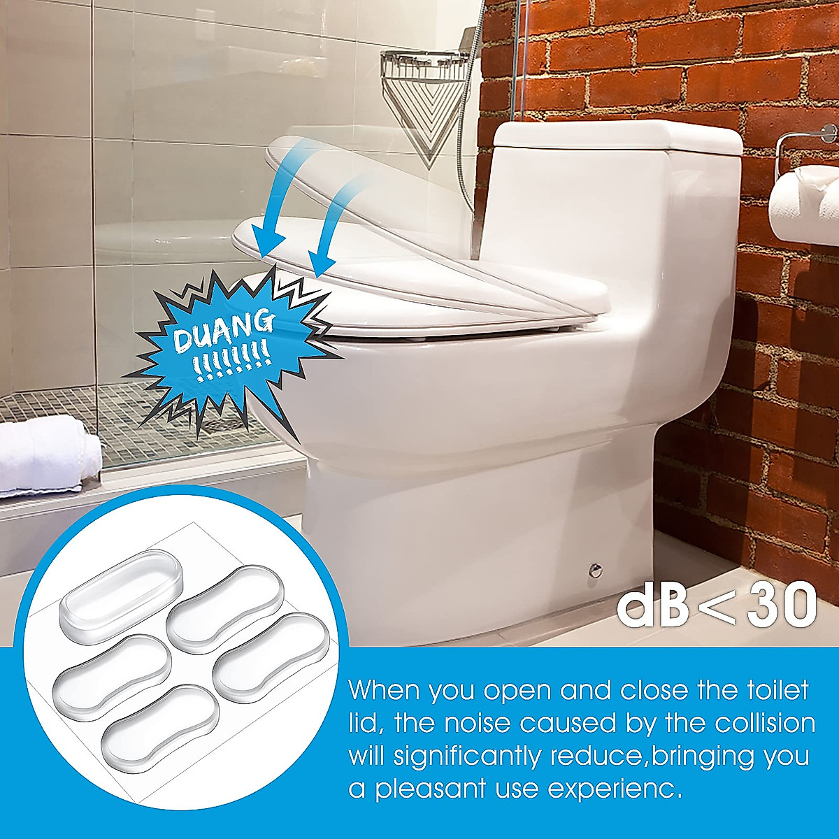 20 Pieces Toilet Seat Bumpers, Universal Toilet Lid Bidet Replacement Bumper Kit Silicone Rubber Bumpers for Bidet Attachment with Strong Adhesive for Families, Hotels, School Toilet