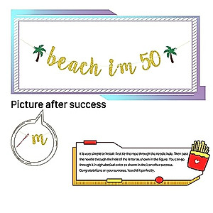 Beach I’m 50 Banner, Happy 50th Birthday Banner, Cheers to 50 Years Banner Decor, Straight Outta 1973 Banner, Fiftylicious Sign Party Decoration Supplies Gold Glitter