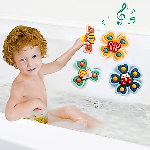 NAODONGLI Sensory Suction Cup Toys for 1 Year Old Boys Girls Baby Simple Dimple Fidget Spinner Toys 2-4,6-12,12-18 Months Toddlers Baby Bath Travel Toys for Easter Birthday