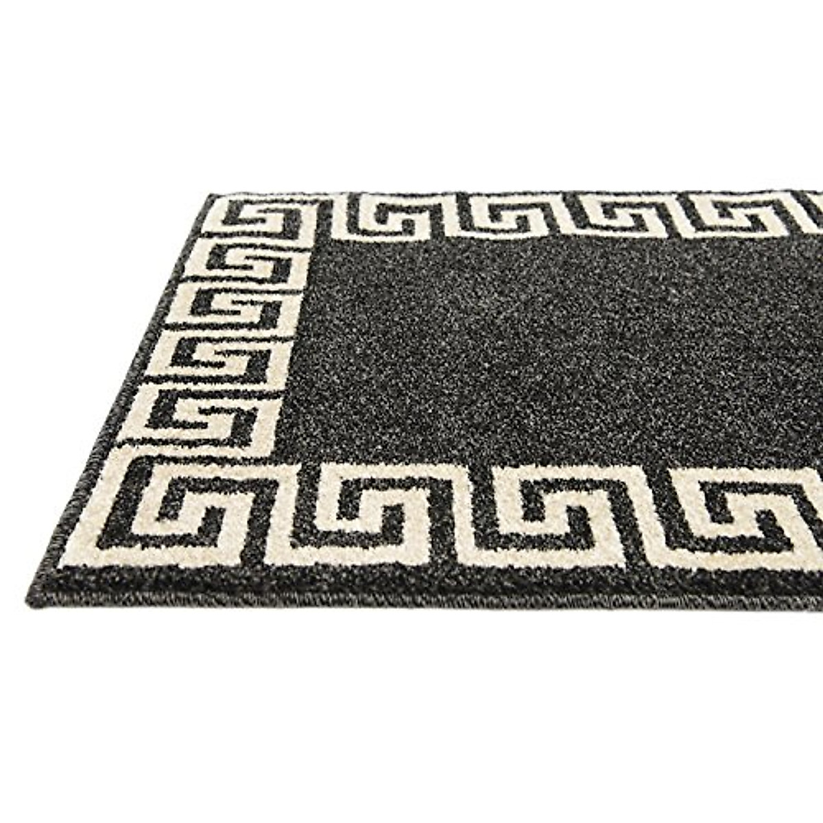 Unique Loom Athens Collection Classic Geometric Modern Border Design Area Rug, 2 ft x 6 ft, Charcoal/Beige