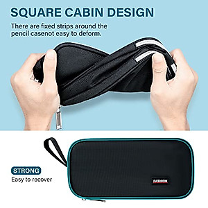 Vakoo Pencil Case, Big Capacity Pencil Pouch with 3 Compartments, Stationery Storage Box Makeup Bag School Office Supplies for Girls, Boys, Teenagers, Students - Black