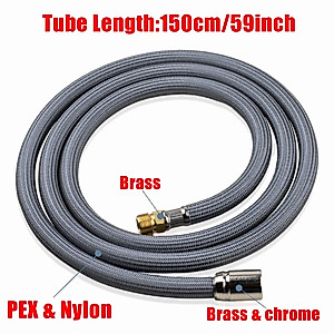Kitchen Sink Hose For American Standard kitchen Faucet M922367-007220A, Pull Down Pull Out Faucet Hose Sprayer Faucet Part, Brass Adapter, 59in