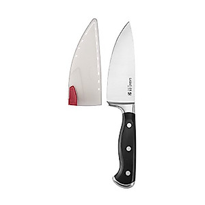Sabatier Forged Triple Riveted Chef Knife with Edgekeeper Self-Sharpening Blade Cover, High-Carbon Stainless Steel Kitchen Knife, Razor-Sharp Knife to Cut Fruit, Vegetables and more, 6-Inch, Black