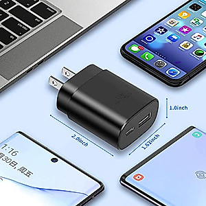Type C Charger Fast Charging, 25W Super Fast Charger Type C, Dual Port USB C Charger Block with 6FT Android Charger Cable for Samsung Galaxy S22/S22 Ultra/S22+/S21/S21 Ultra/S21+/S21 FE/Note 20,2Pack