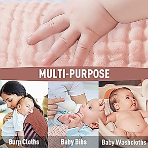 Yoofoss Muslin Burp Cloths for Baby 10 Pack 100% Cotton Baby Washcloths for Boys Girls Large 20''X10'' Super Soft and Absorbent Gradient Pink