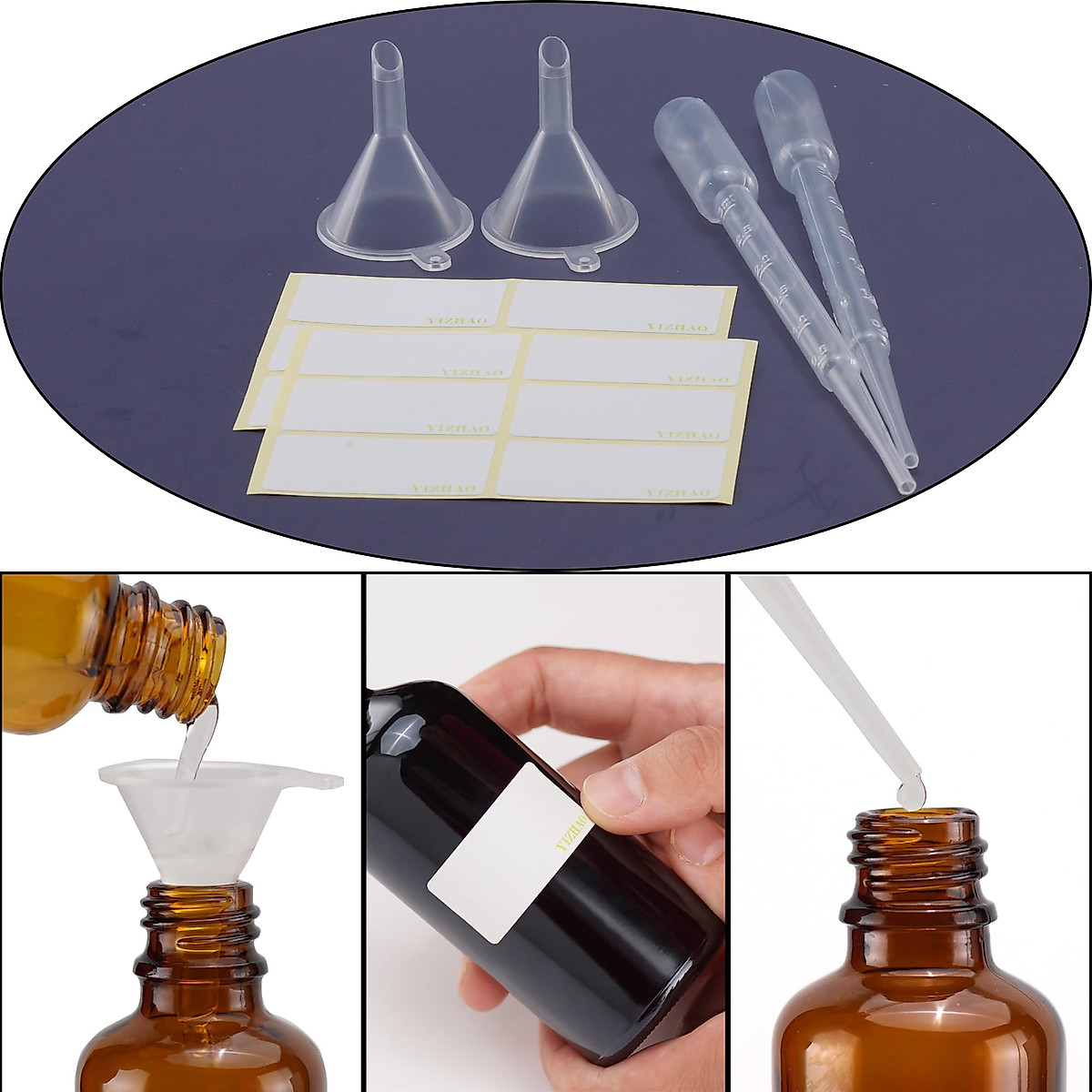 Yizhao Blue Glass Spray Bottles 2oz, with Small Fine Mist Spray, Metal Cap, Refillable for Essential Oil,Travel,Cleaning,Perfume,Aromatherapy,Makeup – 12 Pcs