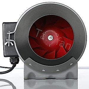 Tasyfan Black Round Inline Exhaust Duct Fan with Variable Speed Controller for Indoor Garden Ventilation (4 Inch)