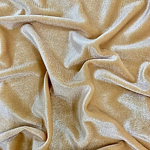 New Fabrics Daily Princess Champagne Beige Polyester Spandex Stretch Velvet Fabric Bows, Top Knots, Scrunchies, Clothes, Costumes, Crafts - 10001, Yard (58x36'')