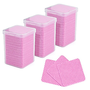 G2PLUS Nail Wipes, 600PCS Lint Free Nail Cleaning Pads, Pink Eyelash Glue Wipes for Cleaning Fingernail,Tweezers and Glue Bottle Mouth (2''x 2'')