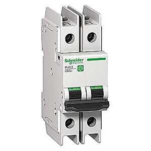 SCHNEIDER ELECTRIC M9F43203 Thermal Magnetic Circuit Breaker, D Curve, Multi 9 C60BP Series, 3 A, 2 Pole, 440 V, DIN Rail