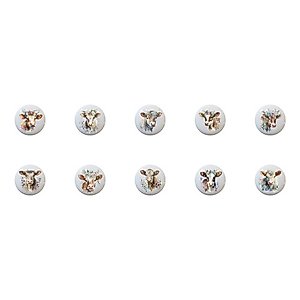 Cows and Flowers Nursery Art Cute Cow - DECORATIVE Ceramic Dresser Drawer PULLS Cabinet Cupboard KNOBS (Set of 10)