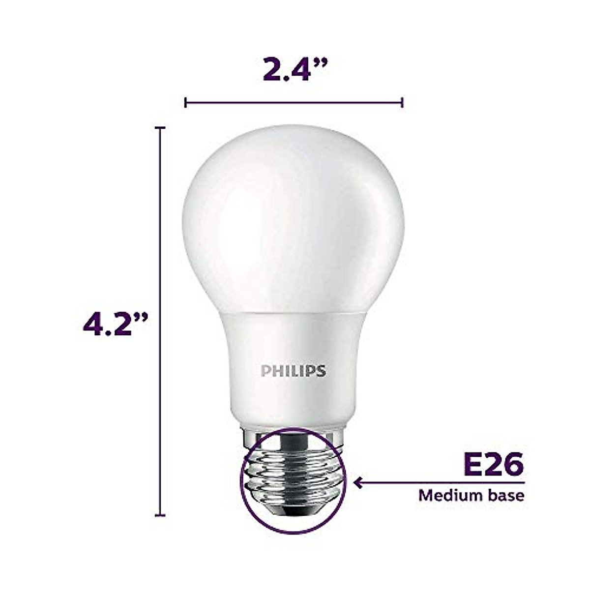 PHILIPS LED High Lumen A19 Bulb, Non-Dimmable, 1500 Lumen, Daylight (5000K), 13.5W=100W, E26 Base, 4-Pack