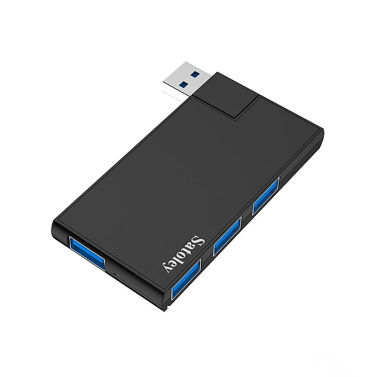 USB 3.0 HUB, Satoley Slim USB HUB 4 Port Aluminum USB Adapter with Rotating USB Connection for Surface Pro Laptop, Notebook PC, MacBook and More, Black