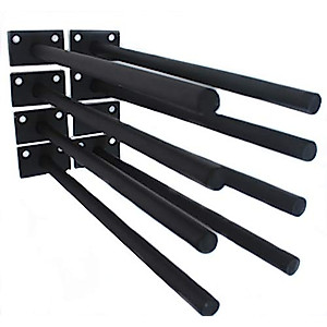 8 Pcs 10" Black Solid Steel Floating Shelf Bracket Blind Shelf Supports - Hidden Brackets for Floating Wood Shelves - Concealed Blind Shelf Support – Screws