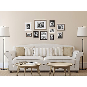 Kate and Laurel Bordeaux Gallery Wall Kit, Set of 10 with Assorted Size Frames in 3 Different Finishes - White Wash, Charcoal Gray, and Rustic Gray