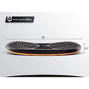 FEZIBO Standing Desk Anti Fatigue Mat Wooden Wobble Balance Board Stability Rocker with Ergonomic Design Comfort Floor Mat (Medium, Obsidian Black)