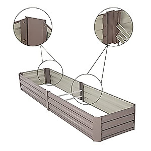 BIRASIL Outdoor Galvanized Raised Beds, Steel Garden Boxes for Flower Vegetables, Metal Planter Box for Gardening Backyard Patio (8x2x1FT, Gray)