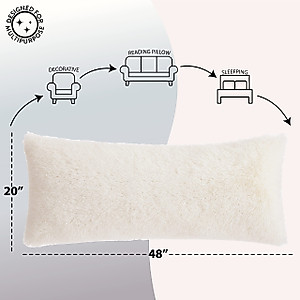 Urban Lifestyle Long Hair Faux Fur Body Pillow, 20"x48", Ivory