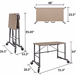 CoscoProducts 66720DKG1E COSCO Smartfold Portable Folding MDF Work top (Gray, 350 pounds) Workbench Desk, Tan