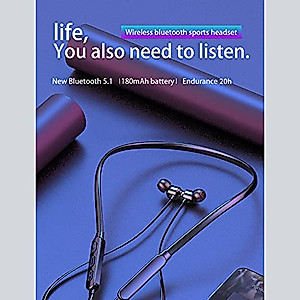 ELEVENSES Bluetooth Headphones v5.1 Magnetic Neckband Earbuds with Microphone Auto Pairing 20Hrs Playtime HD Sound Stereo Bass (Black)