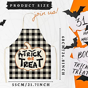 Crethinkaty 1 Pieces Halloween Aprons,Halloween Kitchen Baking Aprons,Halloween Party Apron, Waterproof Apron Chefs Pinafore Apron Cooking BBQ （Style 2）