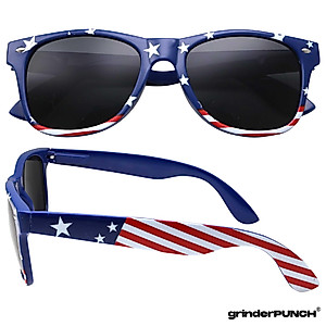 grinderPUNCH 2 Pairs Bulk American Sunglasses USA Flag Classic Patriot