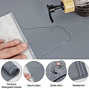 Under Sink Mat for Kitchen Waterproof - 34" x 22" Cuttable Under Sink Liner with Drain Hole - Under the Sink Mats Protector for Kitchen & Bathroom Cabinet - Silicone Under Sink Drip Tray Easy to Clean