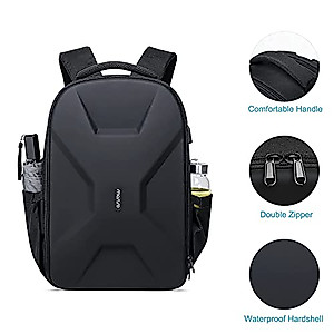 MOSISO Neoprene Sleeve Bag with Small Case Compatible with 13-13.3 inch Laptop & 15.6-16 inch Waterproof Hardshell Laptop Backpack with USB Charging Port, Black