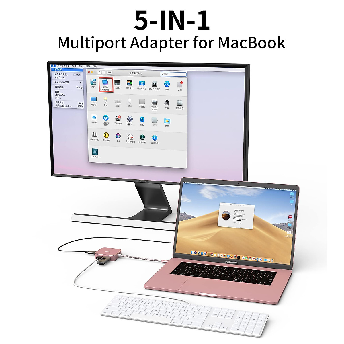 USB C to HDMI Multiport Adapter, fairikabe USB C Hub to 4K HDMI Power Delivery 3USB3.0, 5 in 1 USB C HDMI Hub with Long Cable 1.5FT, for MacBook Air, MacBook Pro and Other USB-C DP Alt Mode Devices