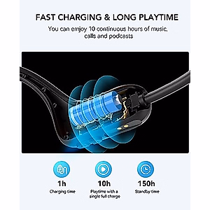 NUROUM OW10 Open Ear Air Conduction Headphone, 5.3 Bluetooth Earphone with 2 AI Noise Suppression MEMS Mics, IPX6 Waterproof ,10H Playtime,Sports Headphone for Hiking Running Cycling