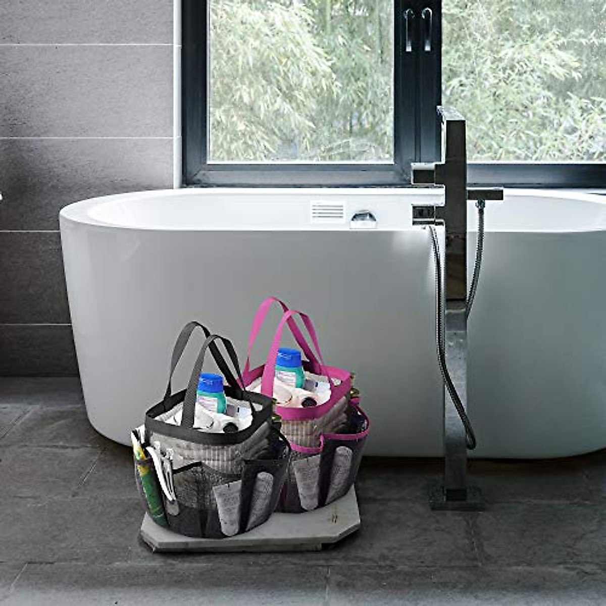 Aquaterior 2 Packs Mesh Shower Caddy 8 Pockets Bathroom Carry Tote Conditioner