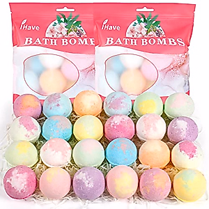 iHave Bath Bombs for Women, 24 Small Lush Bath Bomb Bubble Bath Set Spa Gifts for Women, Natural Handmade Bath Bombs Rich in Essential Oils, Romantic Gifts for Her, Multicolor, Small (Pack of 24)