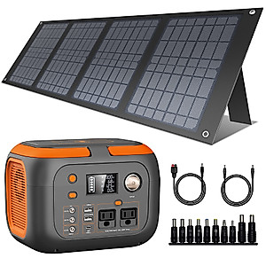 300W Portable Power Station 260Wh Outdoor Solar Generators Mobile Lithium Battery Pack 110V Outlet Solar Power Bank Camping Power Supply for Laptop with 40W Solar Panel