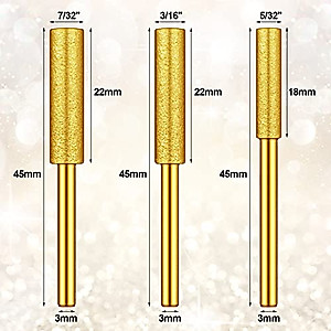 30 Pcs Diamond Chainsaw Sharpener Stones Bits High Hardness Chainsaw Sharpening Titanium Plated Wheels Grinding Tool for Electric Gold Chain Saw Jewelry Stone (5/32 inch, 3/16 inch, 7/32 inch)