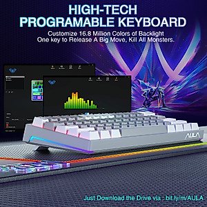 AULA 60 Percent Wired Mechanical Gaming Keyboard, 29 RGB Backlit Custom Hot Swappable Keyboard, Blue Switch 60% Mini Small Compact Keyboard for PC/Mac/Laptop/Wins —— (Wired Version)