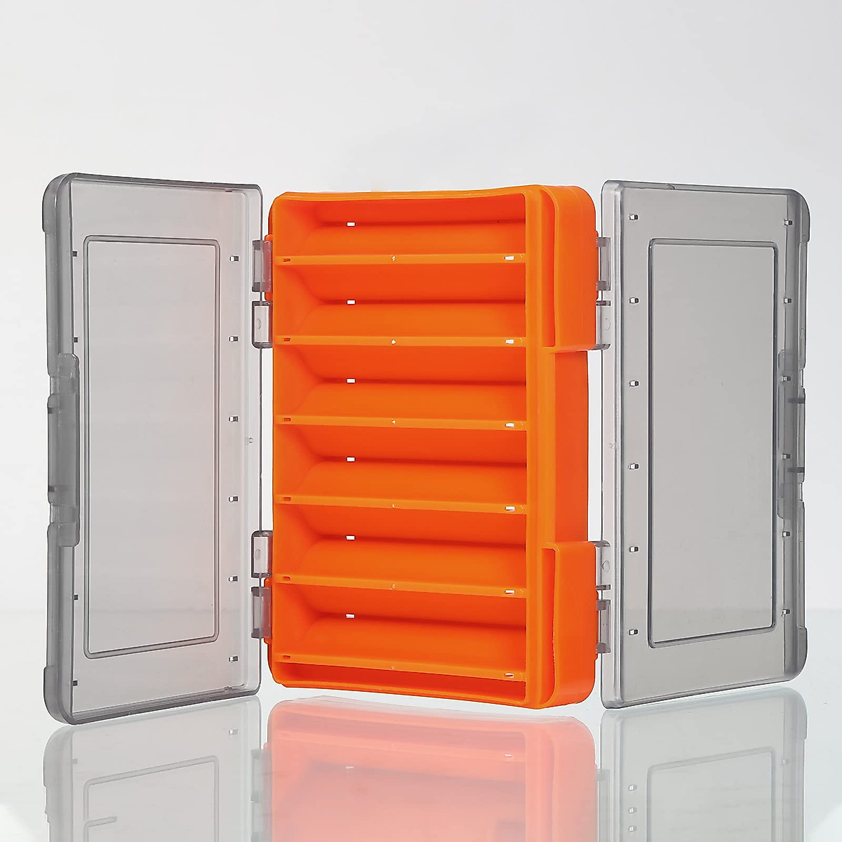 PATIKIL Two-Sided Plastic Box Fishing Lure Storage Container, 2 Pack 12 Grids Fish Tackle Organizer, Orange