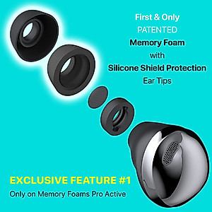 Memory Foams Pro Active V2.0 Patented Silicone Memory Foam Ear Tips for Galaxy Buds Pro and Jabra 85t. Stays in, Last 5X Longer, No Sweat/Wax. Replacement for Samsung Galaxy Buds Pro Tips. CharJenPro