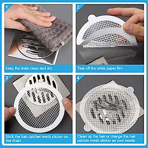 Qoosea 30 Pack Disposable Shower Drain Hair Catcher Shower Drain Cover Hair Catcher Mesh Stickers for Bathroom Washbasin Bathtub Kitchen Sink for Human and Pet Hair(Round-30pcs)