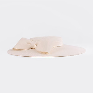 Wide Brim Hats for Women Big Bowknot Formal Occasion Kentucky Cap Lady Wedding Cocktail Party Flat Top Fedoras Beige White