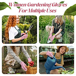 HANDLANDY Womens Garden Gloves, Scratch Resistance Leather Gardening Gloves for Ladise，Yard Gloves 3D Mesh Comfort Fit- Improves Dexterity and Breathability (Medium, Pink)