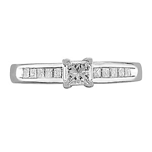 Beyond Brilliance 3/5 Carat Diamond, Classy Platinum Prong Set Princess Cut Diamond Wedding Engagement Ring for Wife (I-J, I2-I3) Natural Diamond Womens Fine Jewelry Gift Box Included