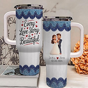 Custom 40oz Tumbler with Handle – Valentine's stargazing-Personalized Couple Gift for Anniversary Wedding Gift, Birthday, Mother's Day, Valentine’s Day lDx6Sg