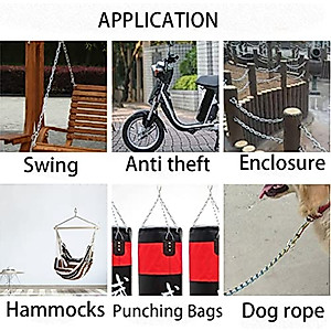 Stainless Steel Safety Chains 20in (L) x 3MM (T) Long Link Chain Rings Light Duty Coil Chain for Hanging Pulling Towing (3mm*50cm-1 Pack)