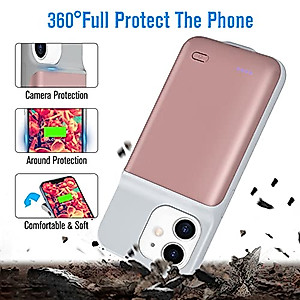 DOKYW Battery Case for iPhone 12/12 Pro, 6000mAh Portable Protective Smart Charging Case Rechargeable Extended Battery Charger Case Backup Power Bank Case for iPhone 12/12 Pro, 6.1 inch Pink