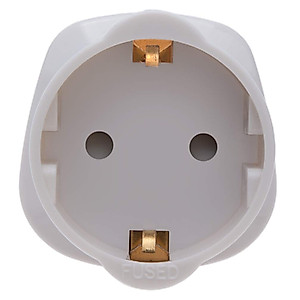 EU to UK Adapter Schuko Euro Socket 2 Pin to 13 Amp 3 Pin Plug Type C to Type G | International Universal European Europe Travel Adaptor Adopter | for Mobile Phone Tablet Laptop | 1 x White