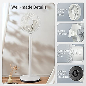 Tangkula Oscillating Pedestal Fan with Remote Control, 3 Heights Standing Fan, Portable Floor Fan with 3 Wind Speeds, 1-7 H Timer, Quiet Stand Fan with 85° Oscillation & 100° Tilt for Home Office