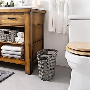 GRANNY SAYS Wicker Trash Can, Bathroom Trash Can, Wicker Waste Basket for Bathroom, Office Trash Can, Trash Bin for Bedroom, Wastebasket with Handles, 19 Liters/5 Gallons