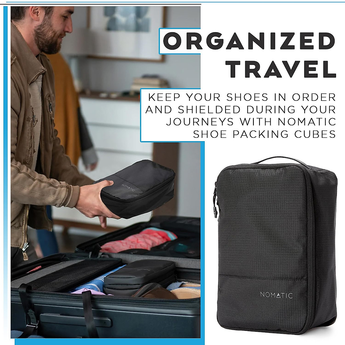 NOMATIC Shoe Cube: Shoe Packing Cube For Travel, Sneaker Bag, Shoe Travel Bag For Luggage