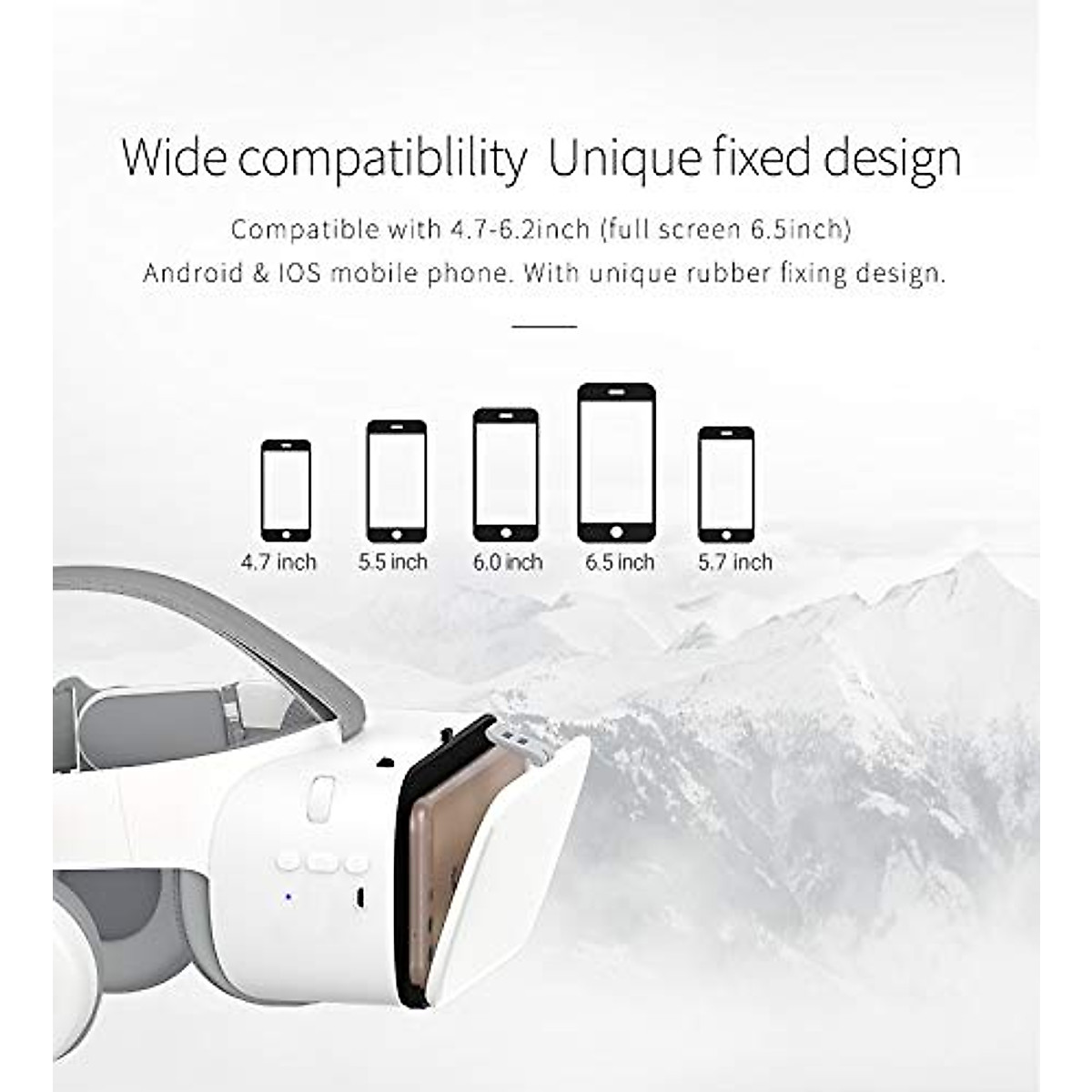 LONGLU VR Headset for iPhone & Android Phones, 3D Virtual Reality Wireless Bluetooth Glasses Goggles with Remote Controller for Play Game Watching Movie 4.7-6.2 inch Phone.