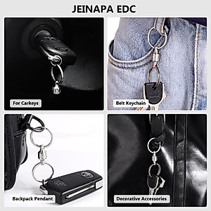 JEINAPA 316L Stainless Steel Quick Release Keychain, Pull Apart Detachable Double-End Swivel Keychain Heavy Duty Car Key Holder with 2 Key Rings (Tire-Shape)